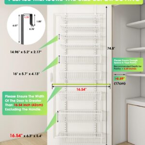 Mefirt White 9-Tier Over The Door Pantry Organizer, Pantry Organization and Storage, Deep Baskets Hanging Heavy-Duty Metal, Wall Spice Rack Seasoning Shelves for Home & Kitchen, Laundry Room Bathroom