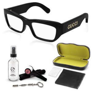 gucci gg1297o designer fashion eyeglasses: script logo eyeglasses frame eyewear with luxury eshades kit - embrace sophistication and elegance