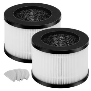 xbww 2 packs bw301 replacement filters compatible with morfy bw301 and agilebow bw301 air cleaner purifier, 3 in 1 filter with h13 true hepa and activated carbon filter with extra 4 pieces aroma pads