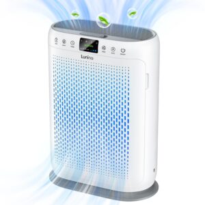 air purifiers for home large room up to 1740sq.ft, lunino h13 hepa air filter with pm 2.5 display air quality sensors, aromatherapy function, air cleaner for dust, smoke, dander, pets hair, pollen