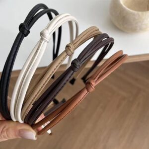 5pcs faux leather headband skinny headbands for women's hair,knotted headband non slip knot thin headbands hair styling accessories women girls,comfort color