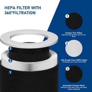 HP670 Replacement True HEPA Filter Set Compatible with Hunter HP670 Large Tower True HEPA Air Cleaner Purifier, Part Number H-HF670-VP, 1 x HEPA + 4 x Activated carbon