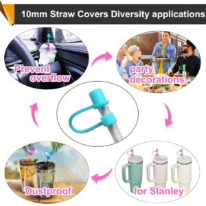 4Pcs 0.4in Straw Cover Cap for Stanley Cup Accessories, Silicone Straw Topper Compatible for Stanley 30&40 Oz Tumbler with Handle, Dust-Proof Drinking Straw Reusable Straw Tips Lids