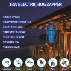 Avokadol Bug Zapper,18W Mosquito Zapper Indoor&Outdoor - 6.5 FT Cord Fly Trap,4200V High Power Electronic Insects Killer,Perfect for Home/Patio/Garden/Kitchen,A Good Helper for BBQ/Gathering.