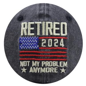 Retirement Gifts for Men Women, Retired 2024 Not My Problem Anymore with American Flag Hat, Happy Retirement Party Decorations Baseball Cap, Birthday Gift for Veterans Dad Mom Grandpa Grandma Friend