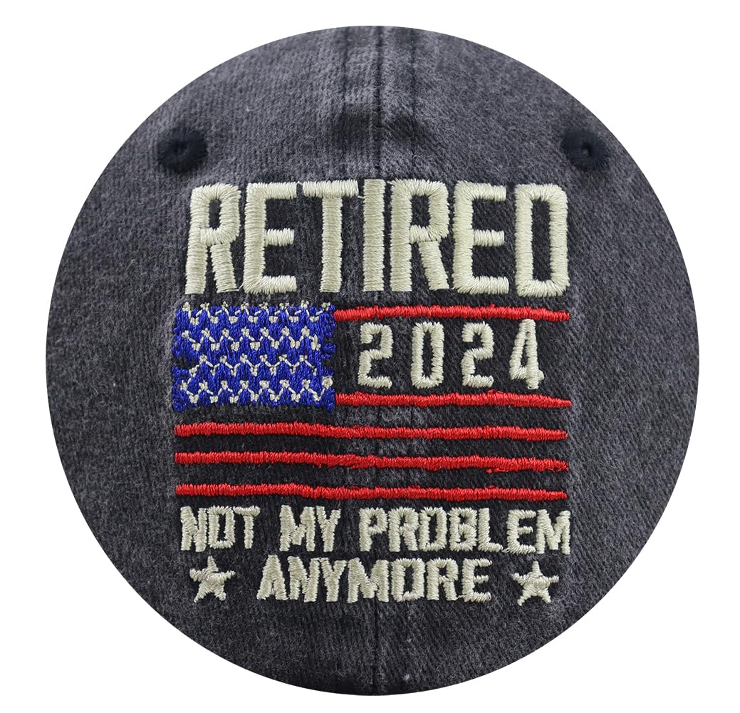 Retirement Gifts for Men Women, Retired 2024 Not My Problem Anymore with American Flag Hat, Happy Retirement Party Decorations Baseball Cap, Birthday Gift for Veterans Dad Mom Grandpa Grandma Friend