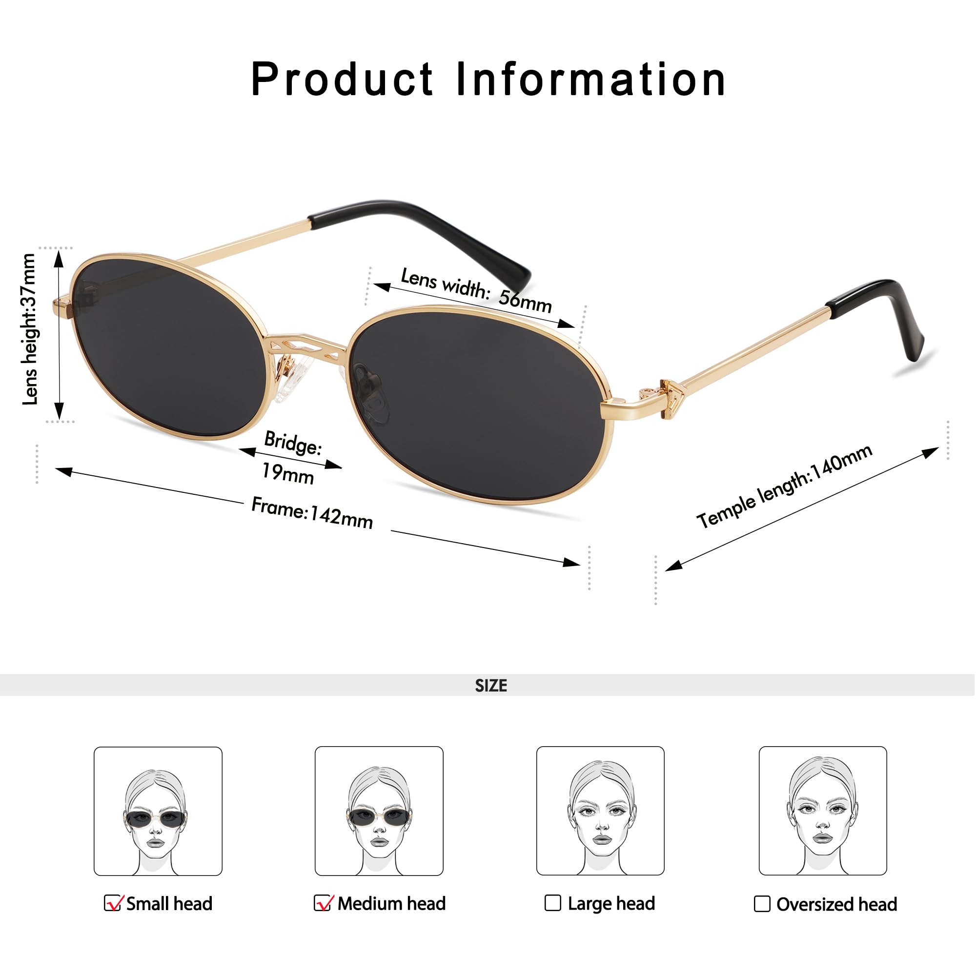 Appassal Retro Oval Sunglasses for Women Men Trendy Designer 90s Sun Glasses Classic Shades AP3662 Gold/Grey