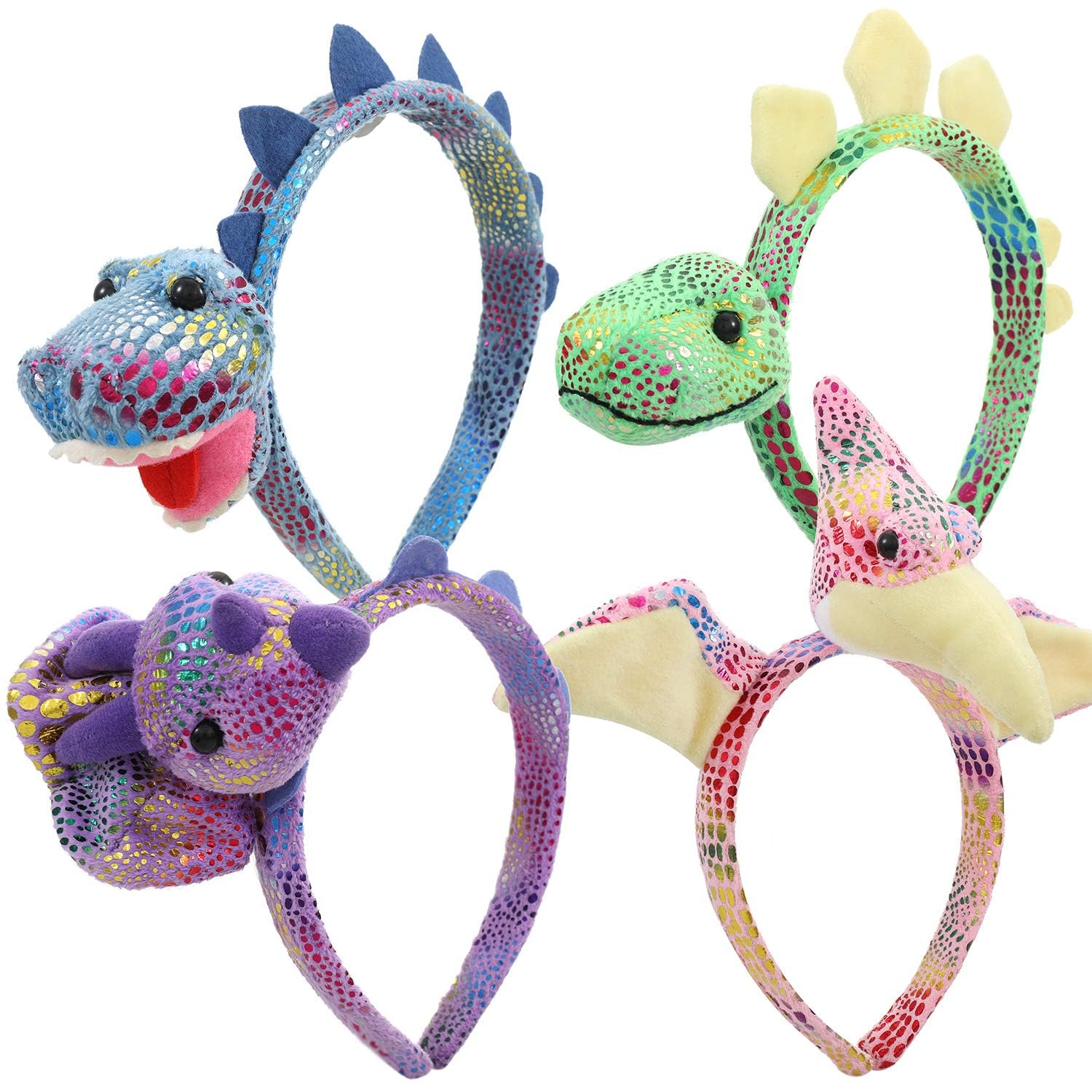 FR.Tooc Cute HeadbandHair Dinosaur Hair Hoop Plush Party Headpiece Hair Hoop Hair Band Party Cosplay Costume Props 4PCS 3D Cartoon Hair Decoration