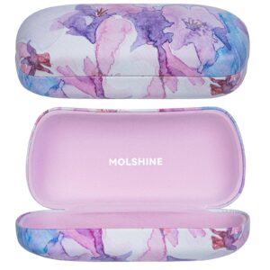 molshine hard shell sunglasses case, classic large glasses case for sunglass, eyeglasses with cleaning cloth (purple)