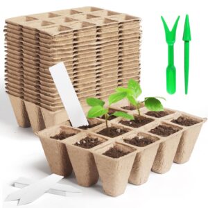 koamly square peat nursery pots, biodegradable herb seed nursery pot kits, seedling pots