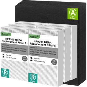 6 pack hpa300 hepa filter replacement r with 8 pack activated carbon filter a compatible with honeywell air purifier hpa 100/200/300 and 5000 series, for honeywell air purifier filter replacement