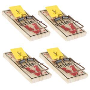 j&l supply victor m205 snap pack of 4 - large rat traps - original wooden victor snaps, world's no.1, trusted for over 115 years, quick & effective results