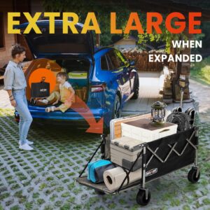 Overmont 200L Foldable Wagon Cart - 49.2" Extended Heavy Duty Collapsible Folding Utility Wagon with All-Terrain Big Wheels for Outdoor Camping Sports Garden Beach Grocery - 300lbs Support