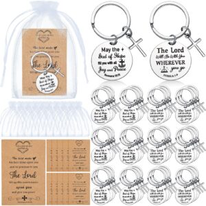 siifert 50 set christian cross keychains bulk bible verse religious prayer gifts keychain for women men(round style)