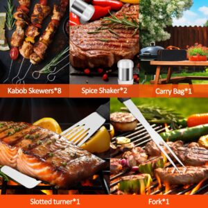 142Pcs Griddle Accessories Kit, BBQ Grill Tools, Flat Top Grill Accessories Kit for Camping, Barbecue Outdoor Indoor Grill Set, TIMDAM Portable Grill Utensils with Spatulas, Scraper, Skewers