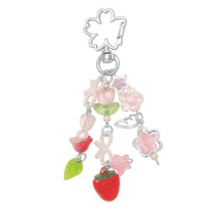 agen kgen aesthetic y2k keychains cute butterfly star strawberry bear guitar keychains for women keychain charms bag purse phone charms pendant gifts (1x red strawberry)