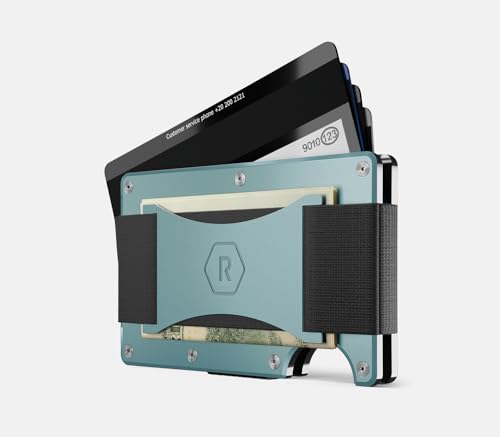 The Ridge Wallet For Women, Slim Wallet For Women - Thin as a Rail, Minimalist Aesthetics, Holds up to 12 Cards, RFID Safe, Blocks Chip Readers, Aluminum Wallet With Cash Strap (Sea Glass)