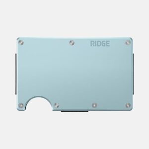 The Ridge Wallet For Women, Slim Wallet For Women - Thin as a Rail, Minimalist Aesthetics, Holds up to 12 Cards, RFID Safe, Blocks Chip Readers, Aluminum Wallet With Cash Strap (Sea Glass)