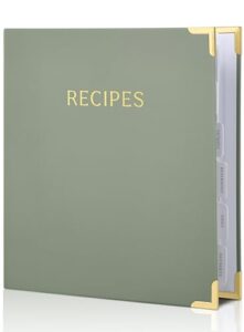 aesthetic recipe binder with waterproof cover - the perfect recipe book with plastic sleeves to write in your own recipes - quality blank cookbook binder to organize your recipes - recipe cards incl.