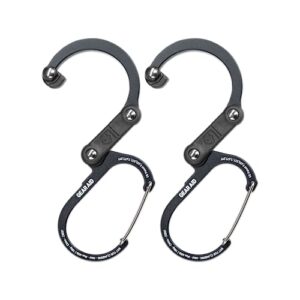 gear aid heroclip carabiner clip and hook (mini) for travel, luggage, purse and small bags, stealth black, 2 pack