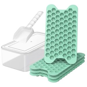 small ice cube tray for freezer: fddai easy release ice cube maker - stackable cubed ice trays and bin - making tiny honeycomb icecubes