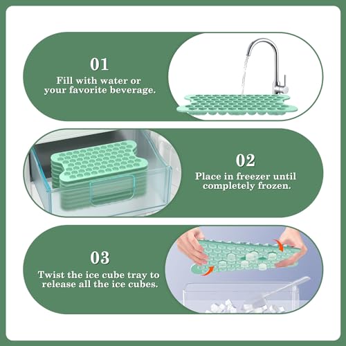 Small Ice Cube Tray for Freezer: FDDAI Easy Release Ice Cube Maker - Stackable Cubed Ice Trays and Bin - Making Tiny Honeycomb Icecubes