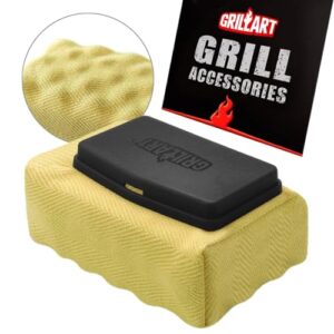 grillart grill brush bristle free, replaceable bbq cleaning head (no handle), safe replacement cleaning pad for cast iron/stainless-steel grates - black