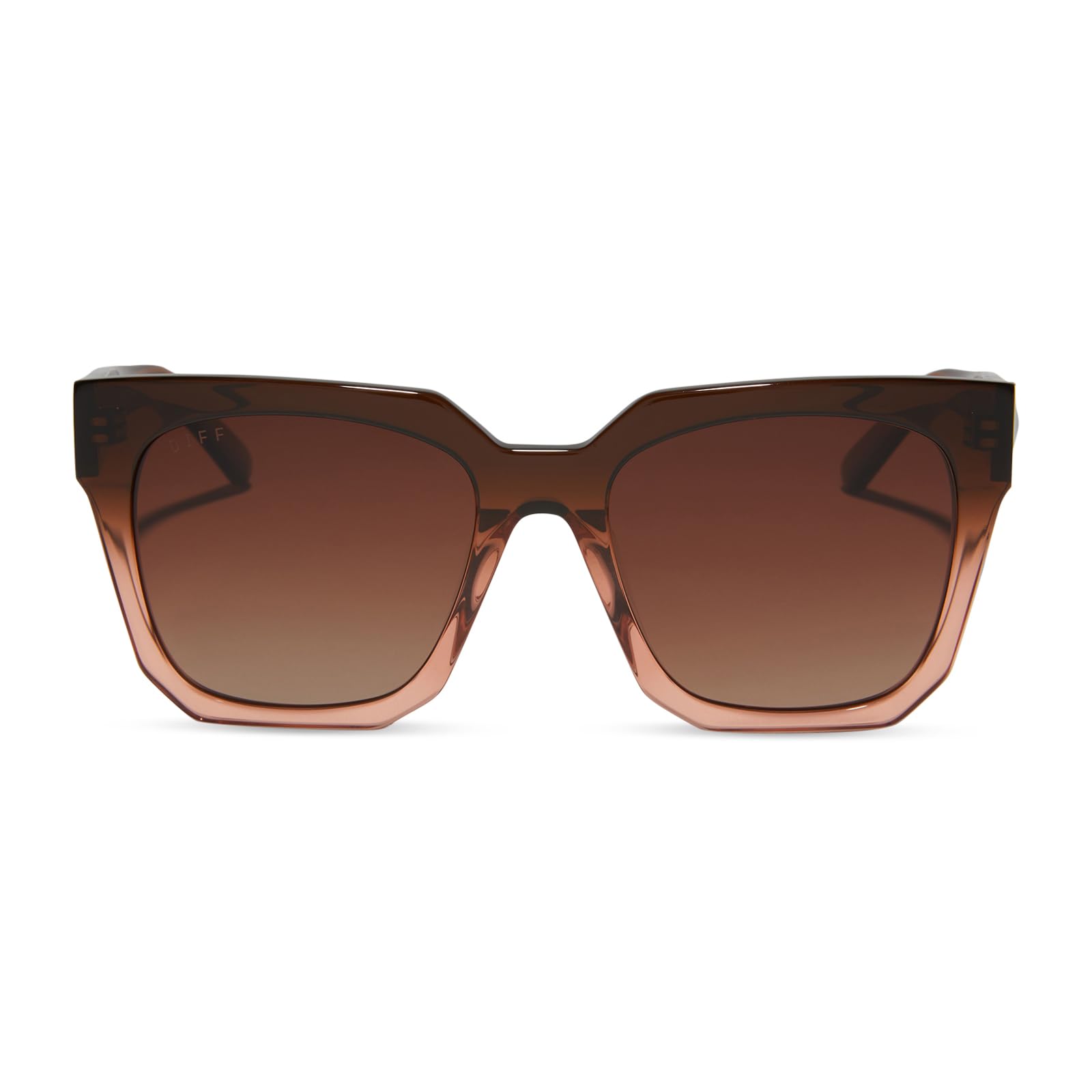 DIFF Bella II Oversized Square Sunglasses for Women UV400 Protection, Taupe Ombre Crystal + Brown Gradient Polarized