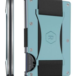 The Ridge Wallet For Women, Slim Wallet For Women - Thin as a Rail, Minimalist Aesthetics, Holds up to 12 Cards, RFID Safe, Blocks Chip Readers, Aluminum Wallet With Cash Strap (Sea Glass)