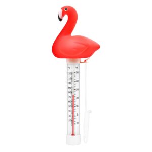 xy-wq floating pool thermometer, large size easy read for water temperature with string for outdoor and indoor swimming pools, spas, hot tubs, ponds (flamingo)