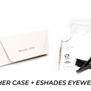 Michael Kors Medium White Sunglass Eyeglass Case + Bundle with eSHADES Luxury Eyewear Kit