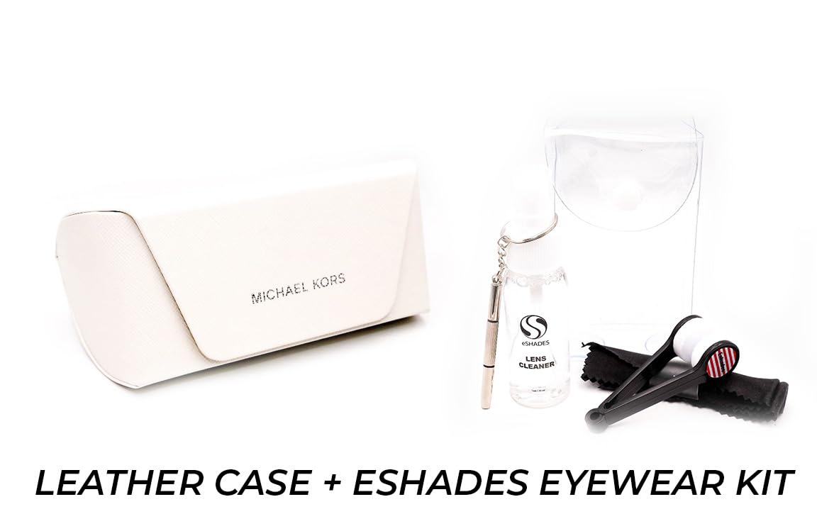 Michael Kors Medium White Sunglass Eyeglass Case + Bundle with eSHADES Luxury Eyewear Kit