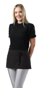 toshe waist apron with 3 pockets waterdrop resistant premium cotton waitress apron 10 color option server apron (1, black)