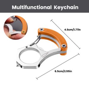 SAMIQU 2 Pcs Multifunctional Keychain,Versatile Car Key Chain with Bottle Opener, Box Cutter, Window Breaker（Orange&black）