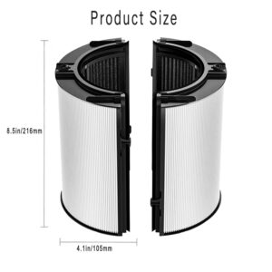 360° Combi Glass 2-in-1 HEPA+Carbon Replacement Filter for Dyson TP07 HP07 TP06 HP06 TP10 HP10 TP09 HP09 TP04 HP04 PH04 PH03 PH02 PH01 Air Purifier, H13 Grade True HEPA Pure Cool Hot Fan Filter, Black