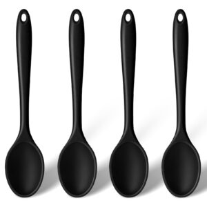 haksen 4pcs large silicone spoons, nonstick heat resistant spoons kitchen cooking spoon for mixing cooking baking stirring