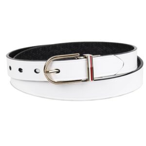 tommy hilfiger women's two-in-one reversible casual belt for jeans, trousers and dresses, white/black, medium