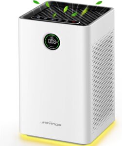 jafanda air purifiers for home office up to 1190 sq ft, dual ture hepa & carbon air filters, air cleaner for large room removes allergens, dust, pollen, smoke, odors, pet dander, 23db & night light