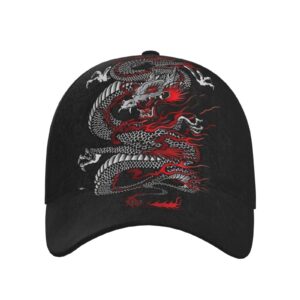 Red Dragon Hats Women Men Dragon Baseball Hat Unisex Packable Summer Travel Beach Sun Hat