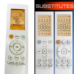 replacement air conditioner remote for senville aura and more models (fahrenheit display + backlit)