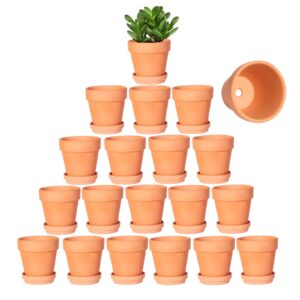 kosrtuny 3 inch terracotta pots with saucer-20 pack succulent cactus plant pots with drainage hole, great for plants garden windowsill indoor & outdoor wedding favors gifts