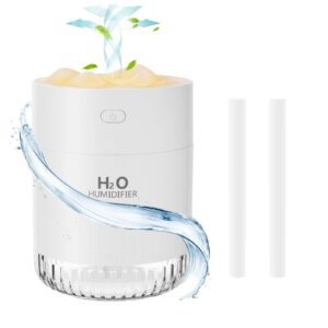 hotlife portable mini humidifier, small cool mist plant humidifiers, humidifiers for baby rechargeable personal desktop humidifier for bedroomtravel office home with night light,auto shut-off,3 filter