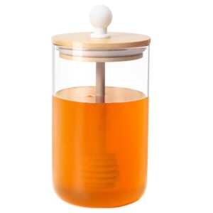 givameihf 12oz glass honey jar with dipper,honey container with wooden honey dipper,honey jars with lids,honey pot,honey dispenser ideal for honey and syrup