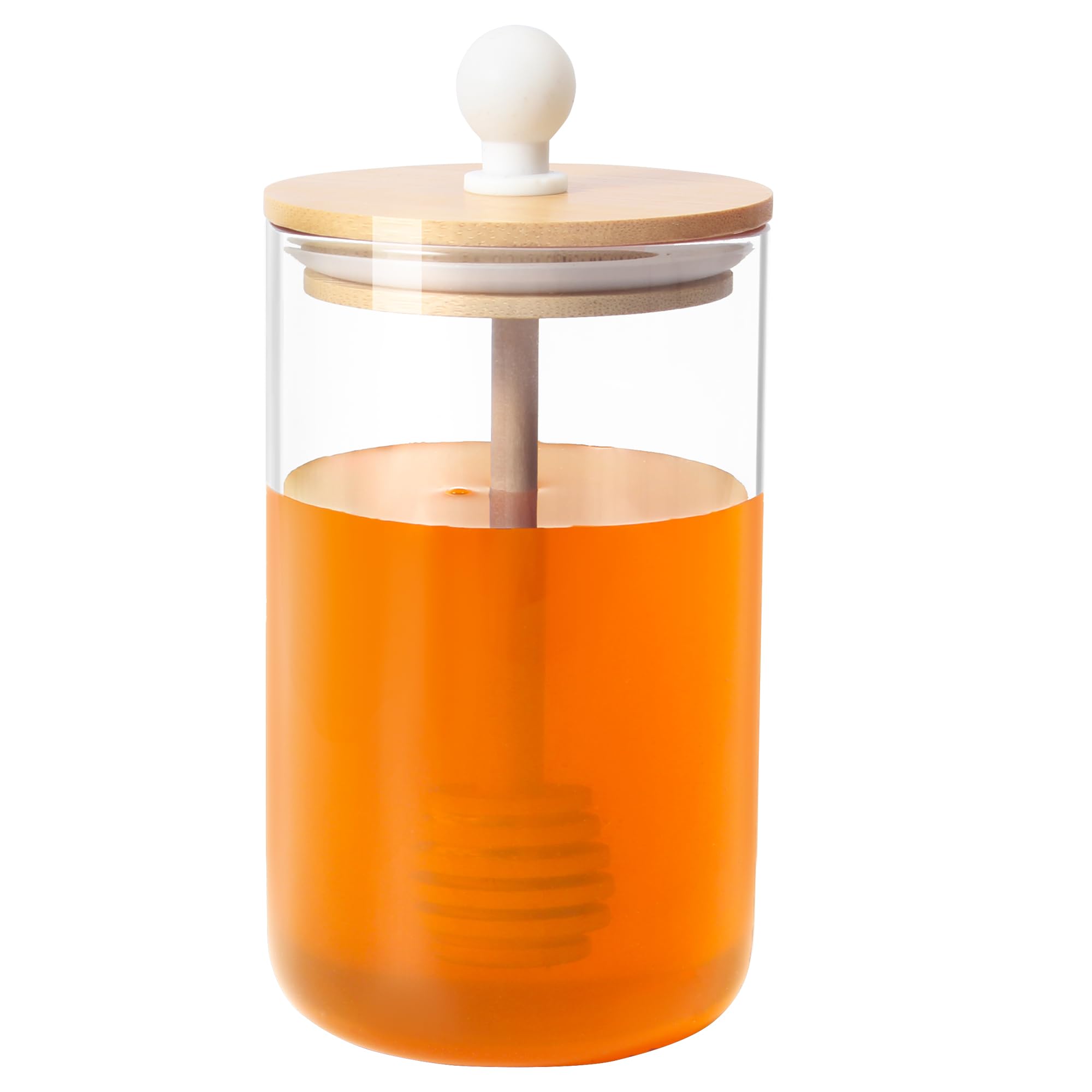 GIVAMEIHF 12oz Glass Honey Jar with Dipper,Honey Container with Wooden Honey Dipper,Honey Jars with Lids,Honey Pot,Honey Dispenser Ideal for Honey and Syrup