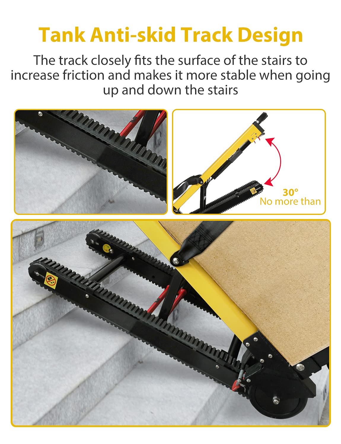 Electric Stair Climbing Hand Trucks Dolly Cart - Load 441 lb - Heavy Duty Folding Stair Climber Cart Hand Trolley - with 6 Wheels - Motor Battery Powered for Furniture Goods Moving