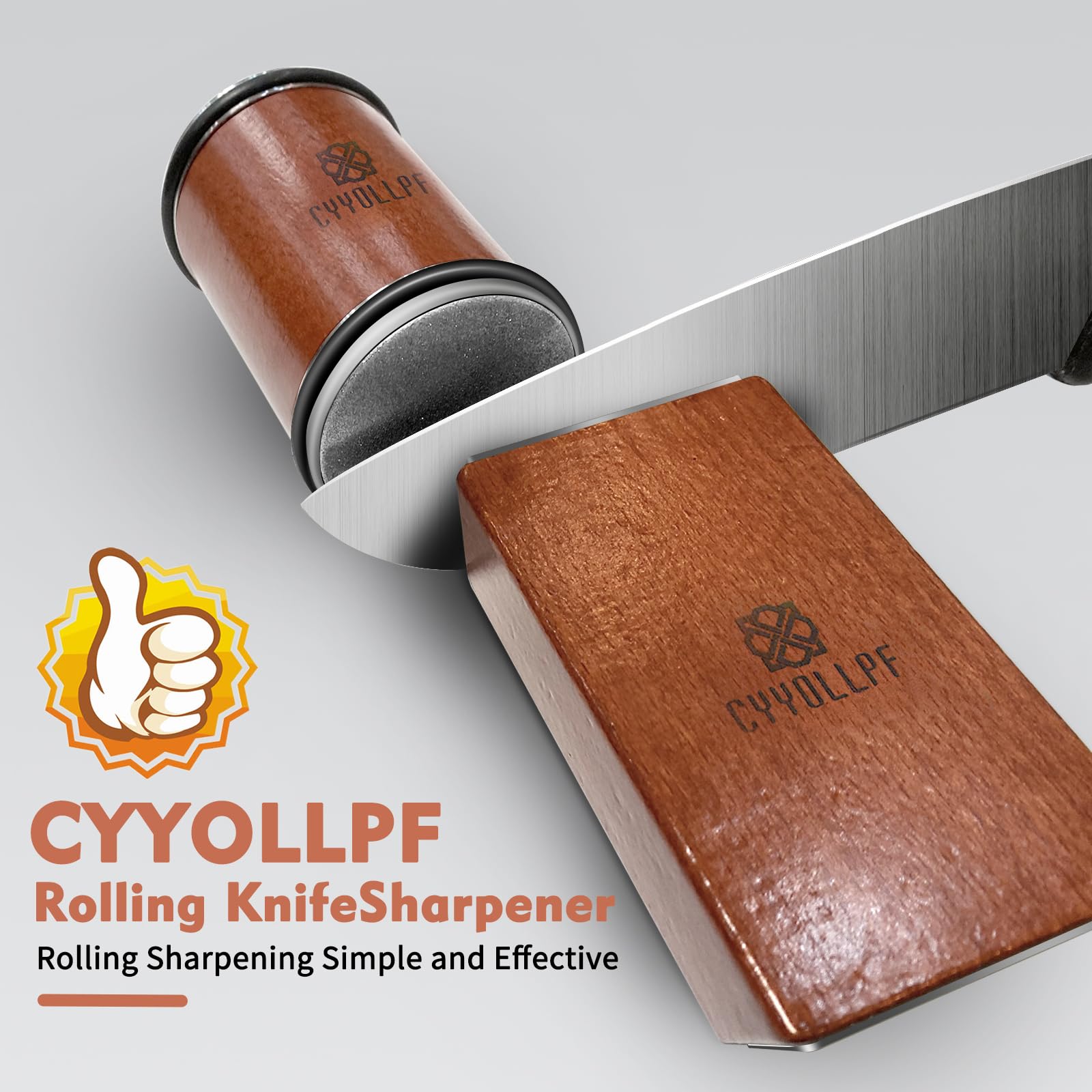 Rolling Knife Sharpener,CYYOLLPF Upgraded Knife Sharpener Industry Diamond Knife Sharpening Tool Rolling Knife Sharpener Kit with 15 and 20 Degree Magnetic Angle Base for Kitchen Knives