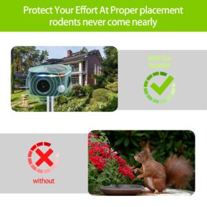 Ultrasonic Solar Animal Repeller for Yard, 5 Modes Outdoor Cat Repellent Squirrel Repellent with Motion Sensor & Flashing Light, Animals Deterrent for Squirrel Bird Deer Cat Skunk Dog for Yard Garden