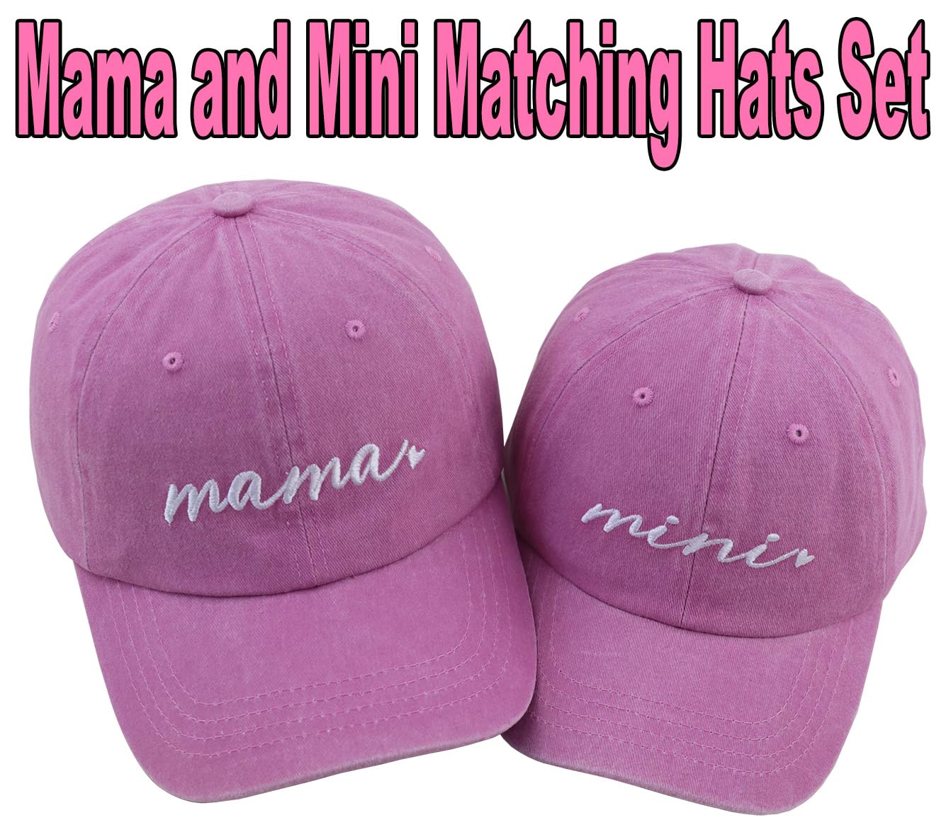 Mama and Mini Hats for Women, Matching Toddler Girl 3-10 Years Old, 2 PCS Mommy and Me Hats, Cute Mother Daughter Pink Baseball Cap, Mother's Day Birthday Gifts for Mom, Parent, Child, Sister, Girls