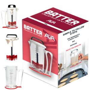 avapro batter dispenser and mixer 3in1 essential tool for measuring, dispensing and mixing batter for pancakes, crepes and other thin batters, quick and easy, no mess, 900ml pancake batter dispenser.