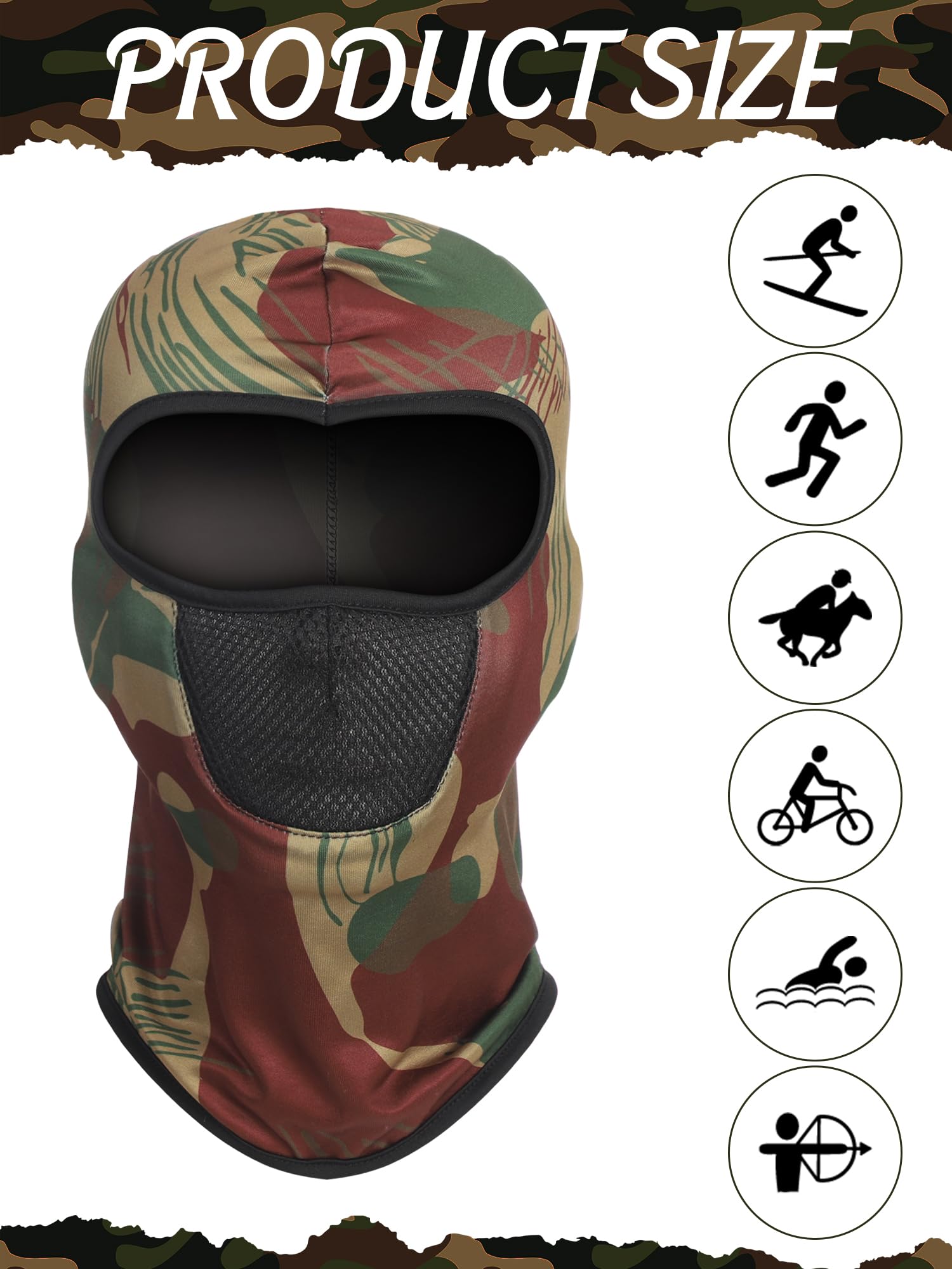 SATINIOR 9 Pieces Balaclava Ski Mask Cover Breathable Sun Dust Protection Full Face Cover for Winter Outdoor Activities(Medium,Novel Camouflage)